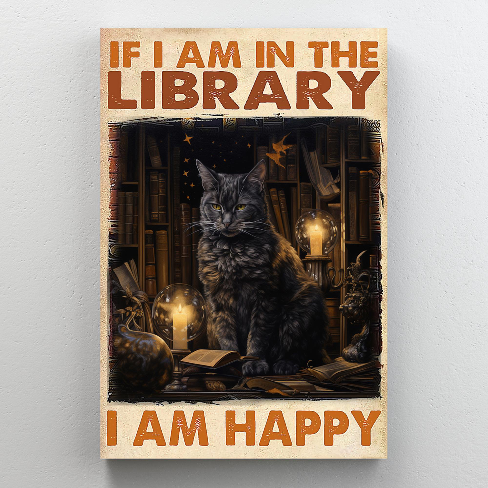 Trinx Cat If I Am In The Librery - 1 Piece Rectangle Graphic Art Print On Wrapped Canvas|0094 ...